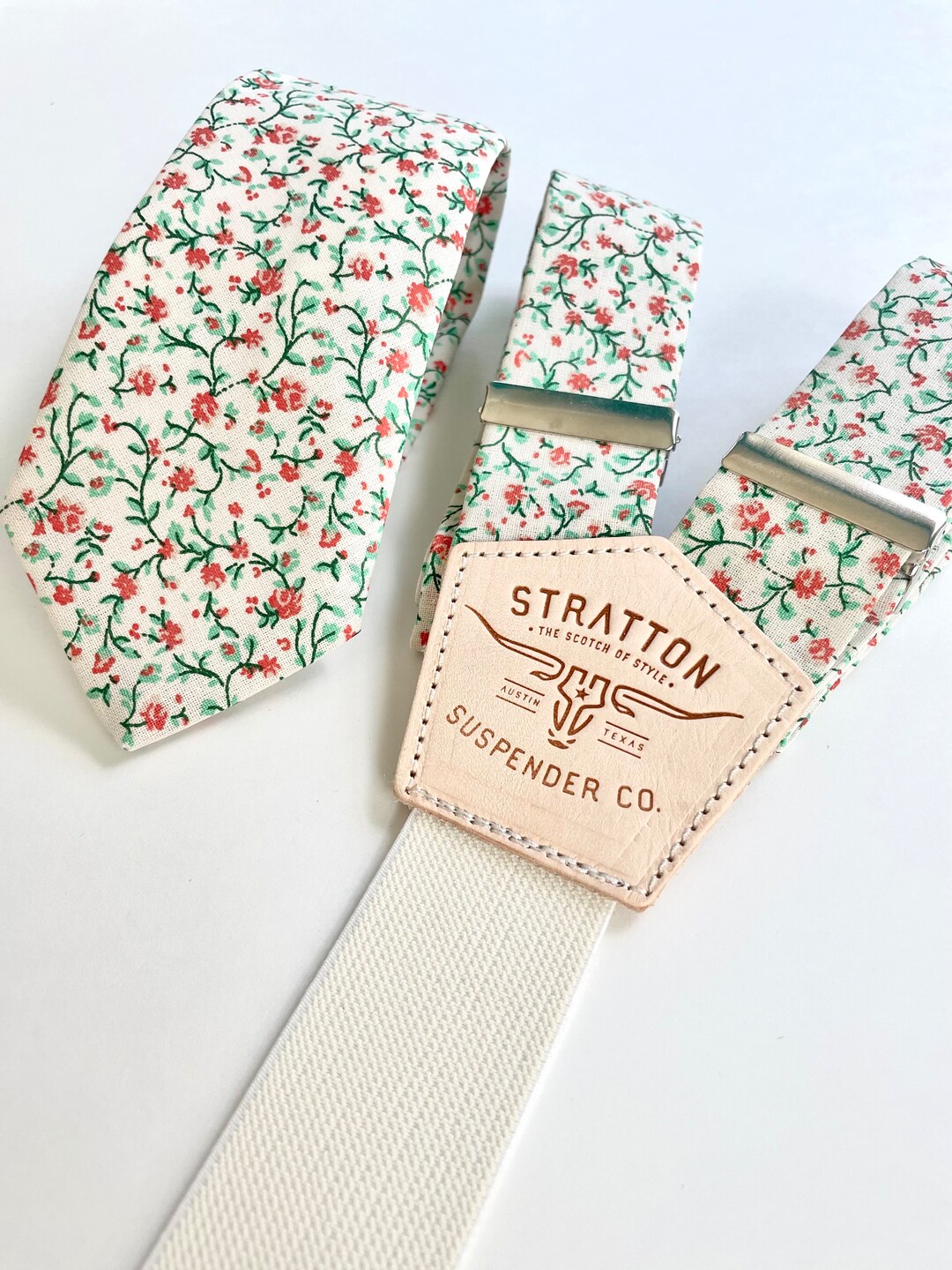 Limited Edition Calico Floral Suspenders With Matching Tie Set - Etsy