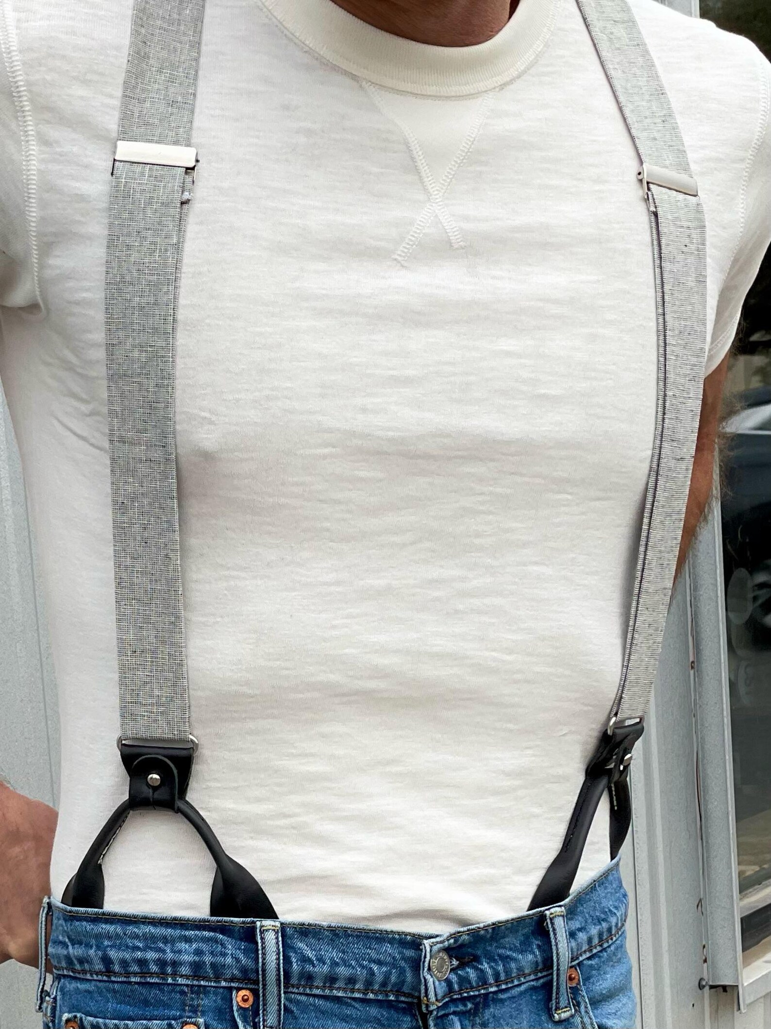 Nutmeg Brown Linen Suspenders – Handmade Button-on Wedding Braces for ...