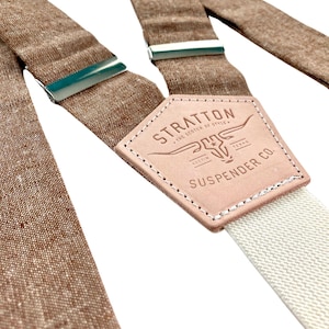 Nutmeg Linen and Leather BUTTON ON Suspenders Fall Wedding Edition by ...