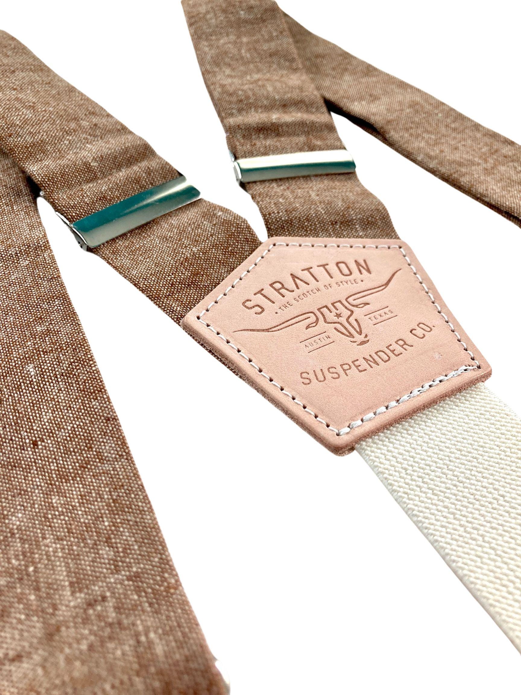 Nutmeg Brown Linen Suspenders – Handmade Button-on Wedding Braces for ...