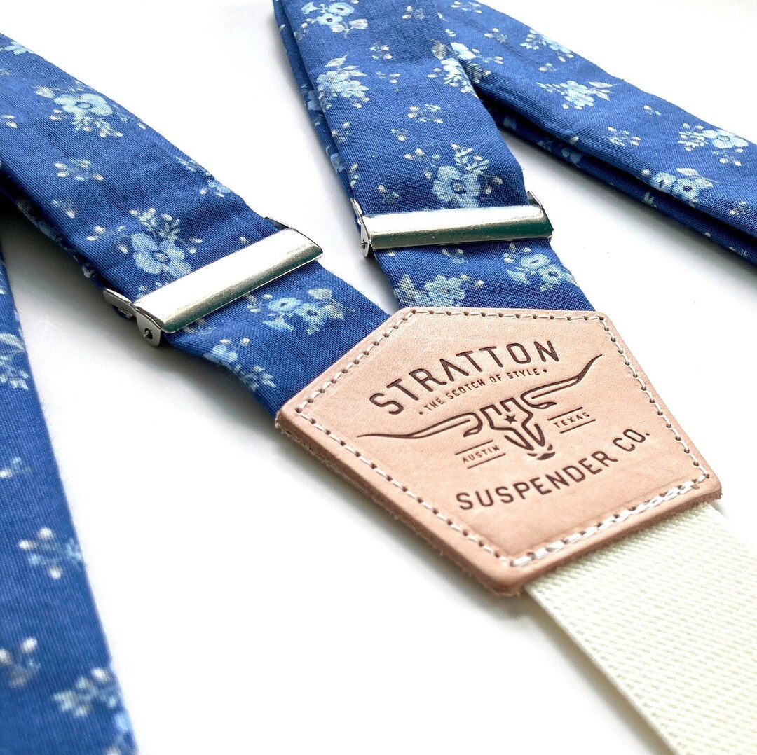 Blue and Slate Floral Wedding Suspender Set 1880 Special - Etsy