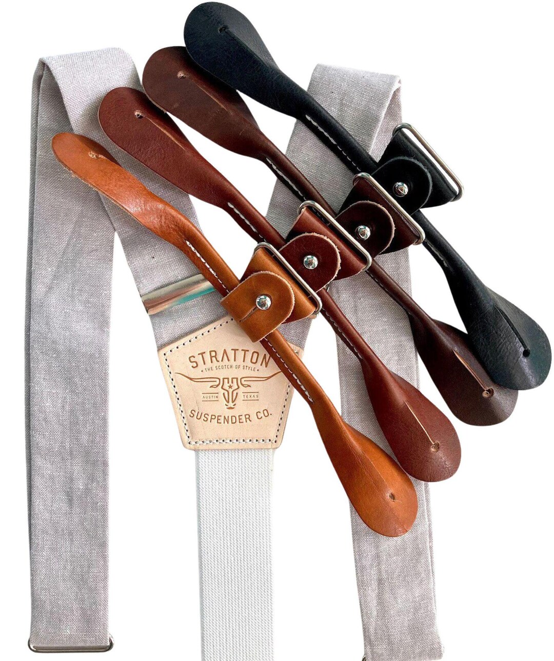 Dove Gray Linen Suspenders – Handmade Button-on Wedding Braces for ...
