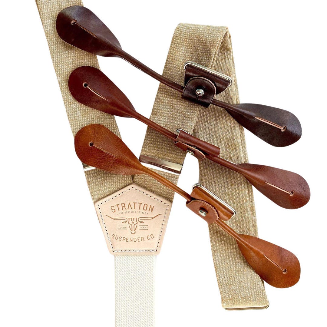 Tan Linen Suspenders – Rustic Button-on Wedding Braces for Grooms ...