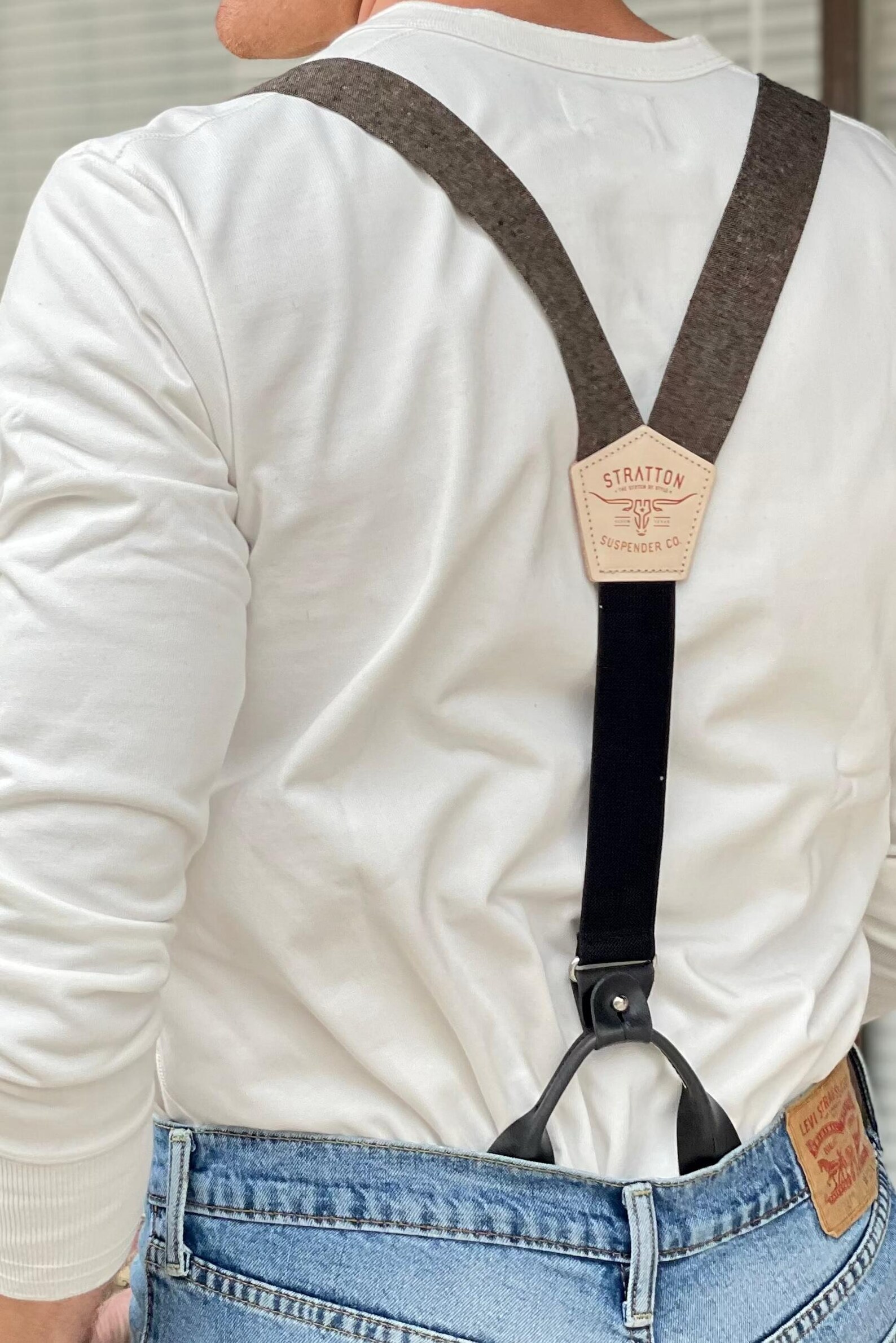Espresso Brown Linen Suspenders – Rustic Button-on Wedding Braces for ...