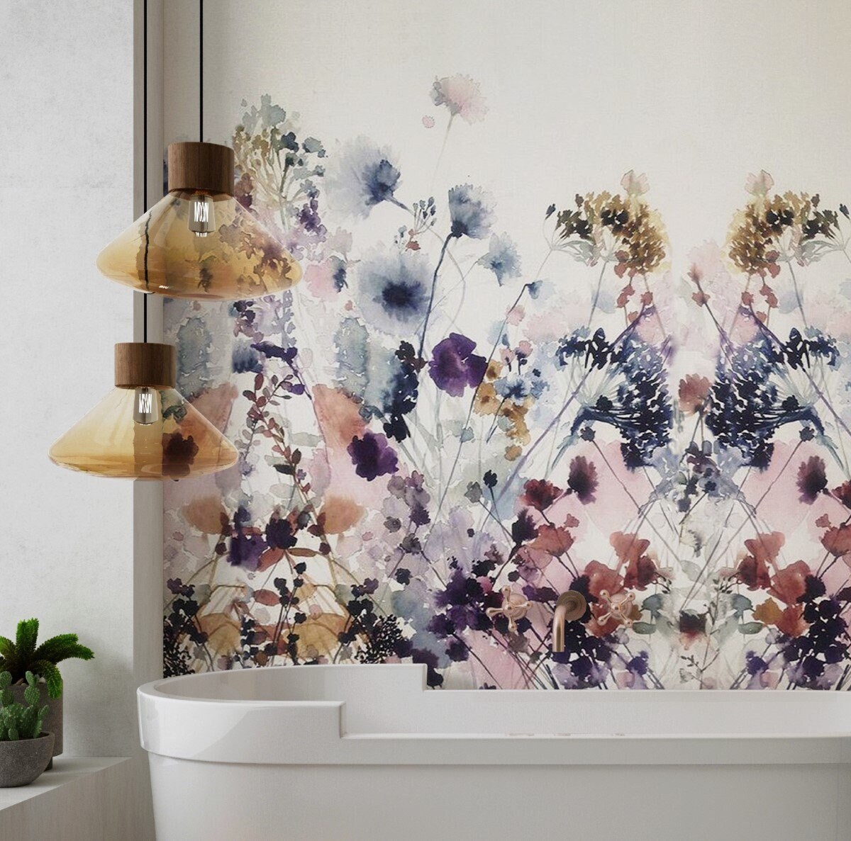 Watercolor Wild Flowers Mural Wallpaper Removable Wall Decal - Etsy