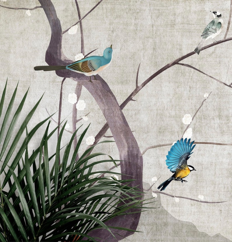 Chinoiserie Wallpaper Chinoiserie Trees Wallpaper Peel and - Etsy