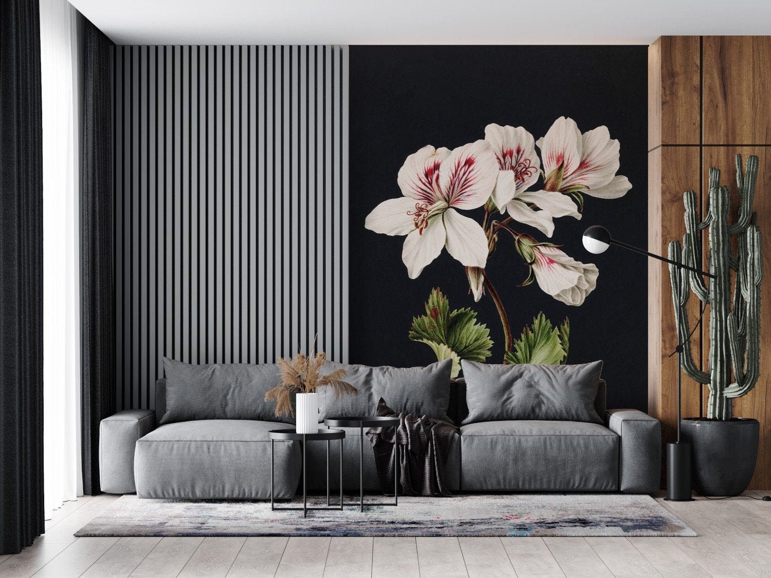 Lily Flower Decals, Peel and Stick Wallpaper, Wall Mural, Floral ...