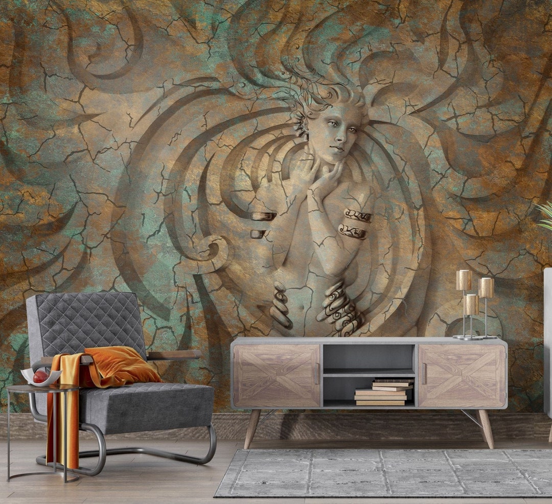 Custom Wallpaper 3D Three-dimensional Embossed Woman TV Couch ...