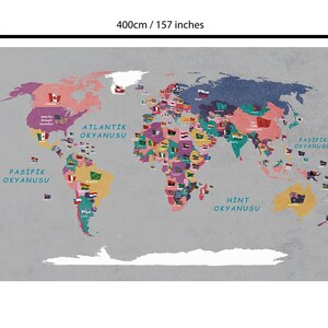 Country Flags Themed World Map, Custom Made for Children's Rooms. Peel ...