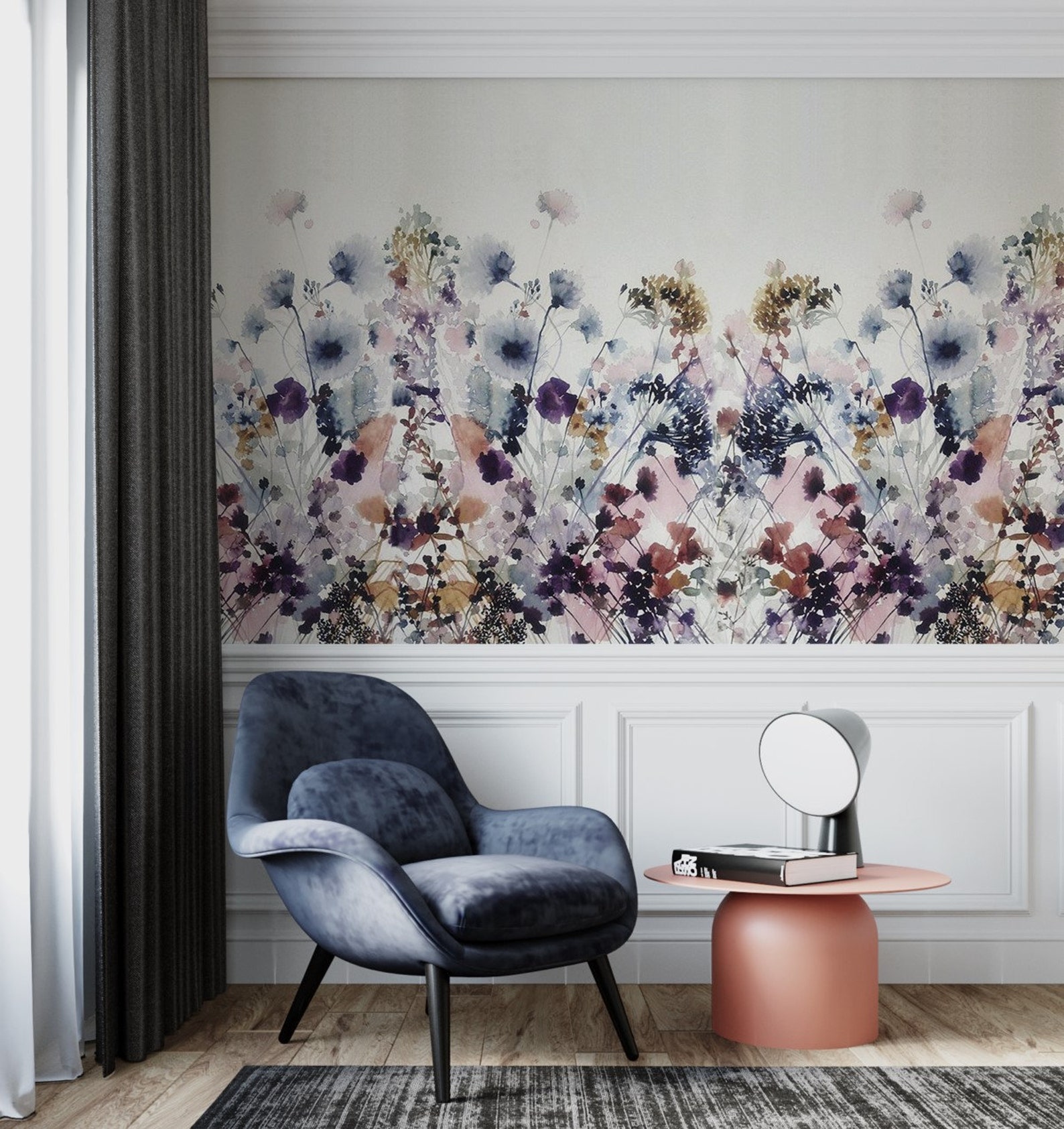 Watercolor Wild Flowers Mural Wallpaper Removable Wall Decal Watercolor ...