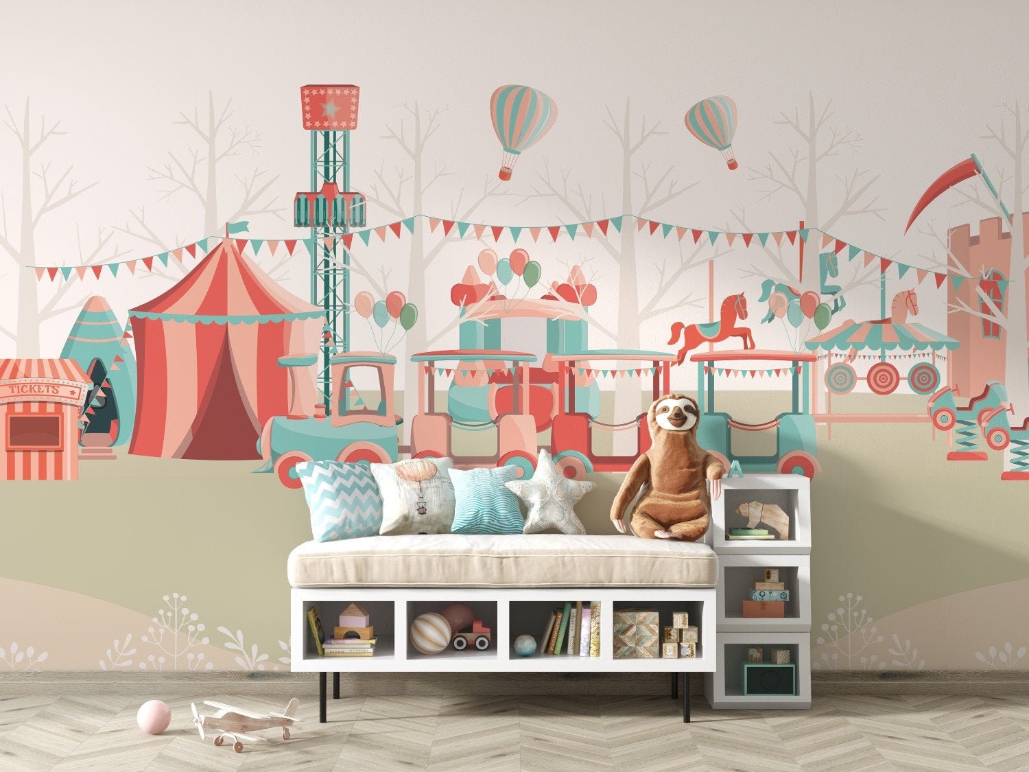 Fun Fair Park and Circus Wallpaper. Peel and Stick Wallpaper - Etsy