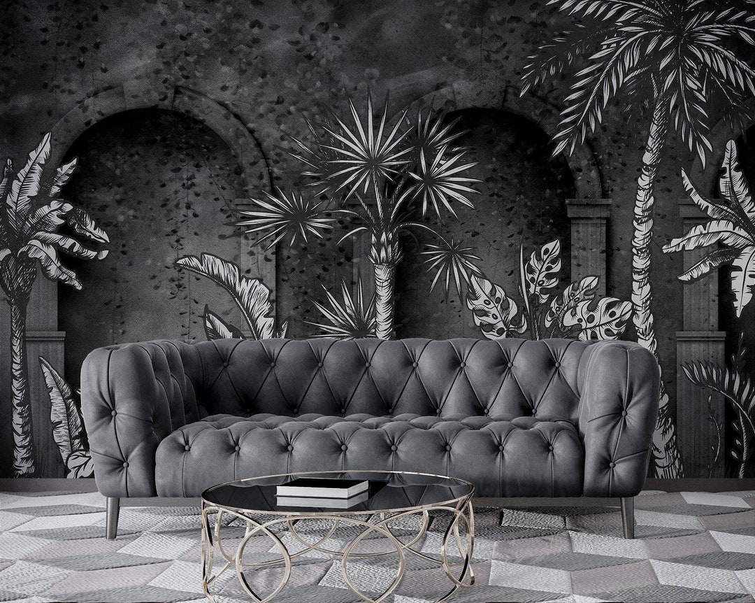 Palace Roman Column, Tropical Garden Mural Wallpaper, Peel and Stick ...