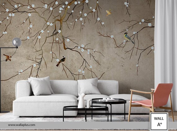 Chinoiserie White Flowers Wallpaper Floral Pattern Vintage - Etsy