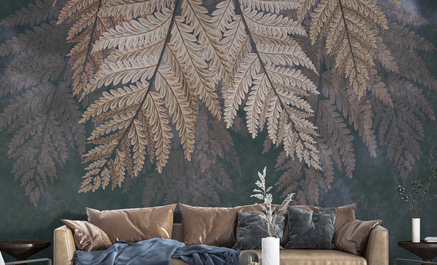 Tropical Tree Leaves Wallpaper, Bronze Leaves Wallpaper, Botanic Leafs ...