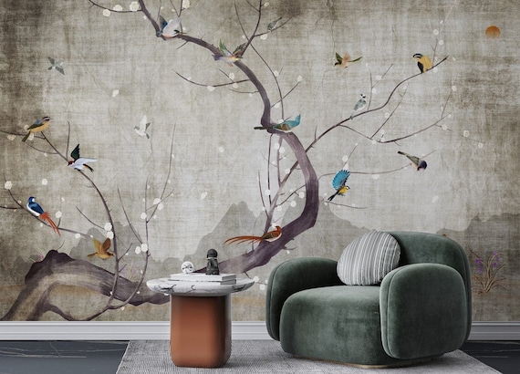 Chinoiserie Wallpaper Chinoiserie Trees Wallpaper Peel and | Etsy Canada