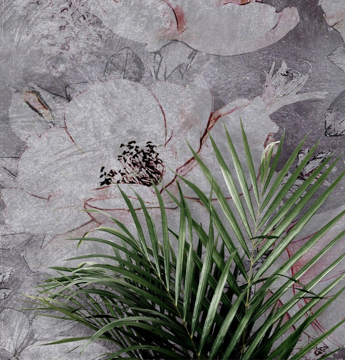 Pink Flowers Sketch Floral Wallpaper, Flowers Sketch, Peel and Stick ...