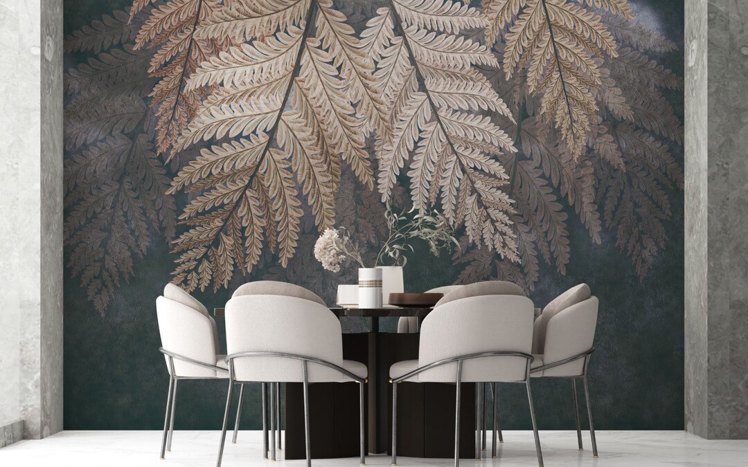 Tropical Tree Leaves Wallpaper, Bronze Leaves Wallpaper, Botanic Leafs ...