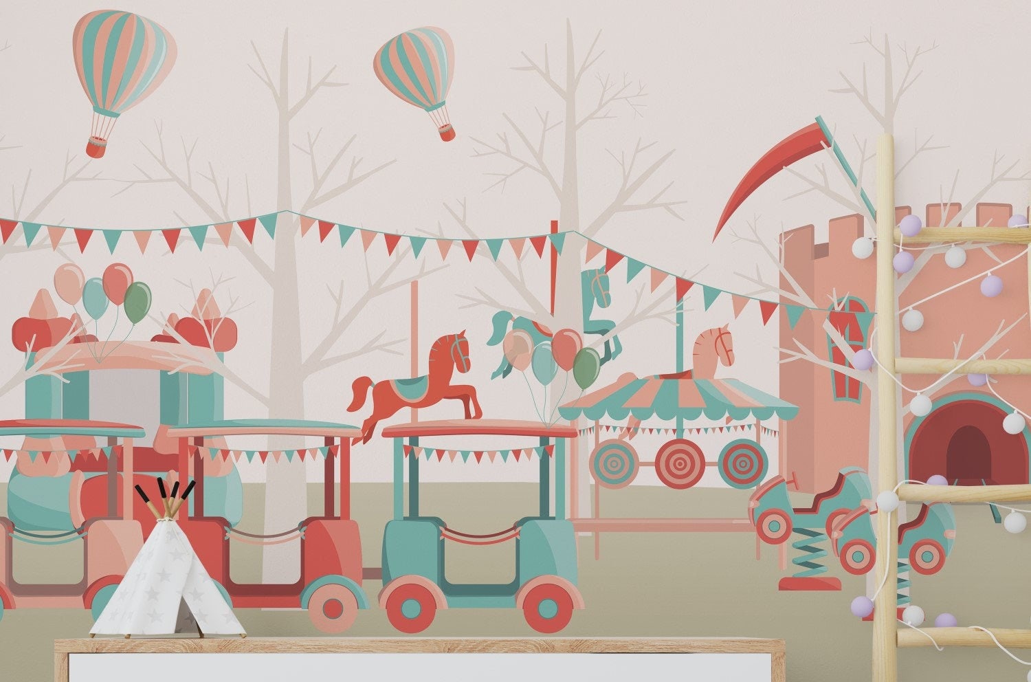 Fun Fair Park and Circus Wallpaper. Peel and Stick Wallpaper - Etsy