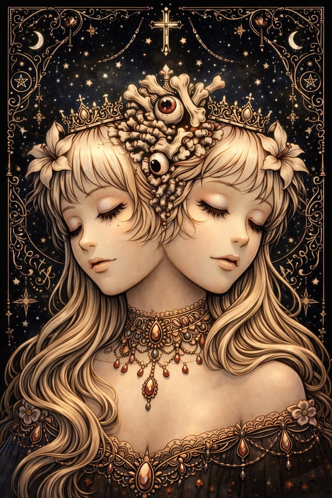 Gothic Twin Queens Art Book Printable PDF, Dark Fantasy Lore Pages ...