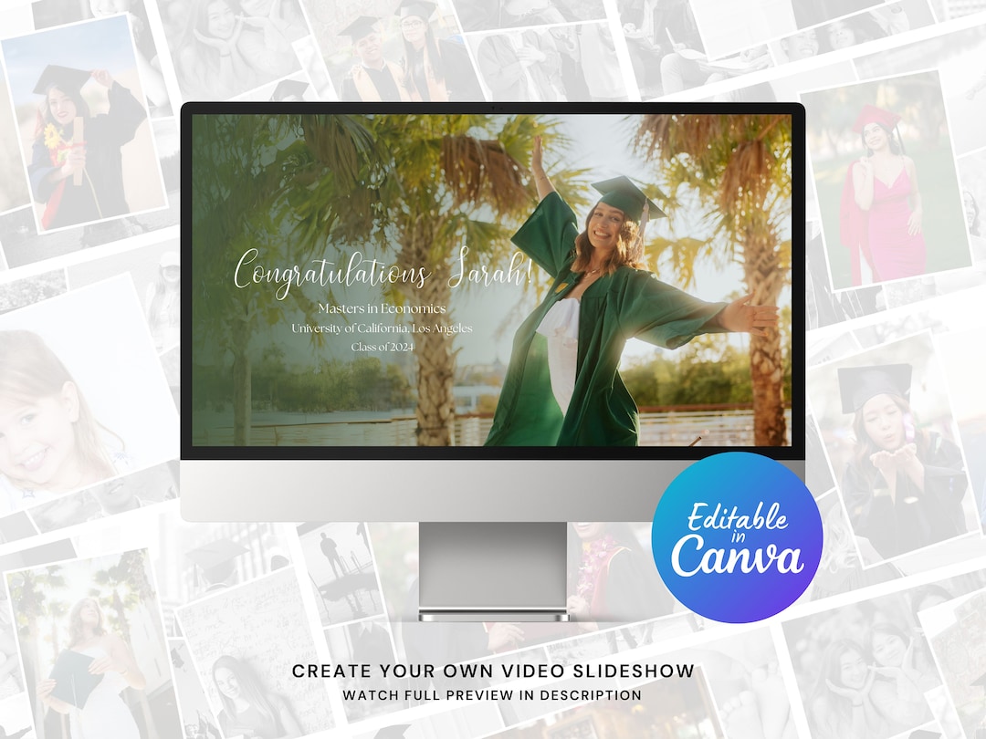 Graduation Slideshow Video Canva Template, Graduate 2024 Graduation ...