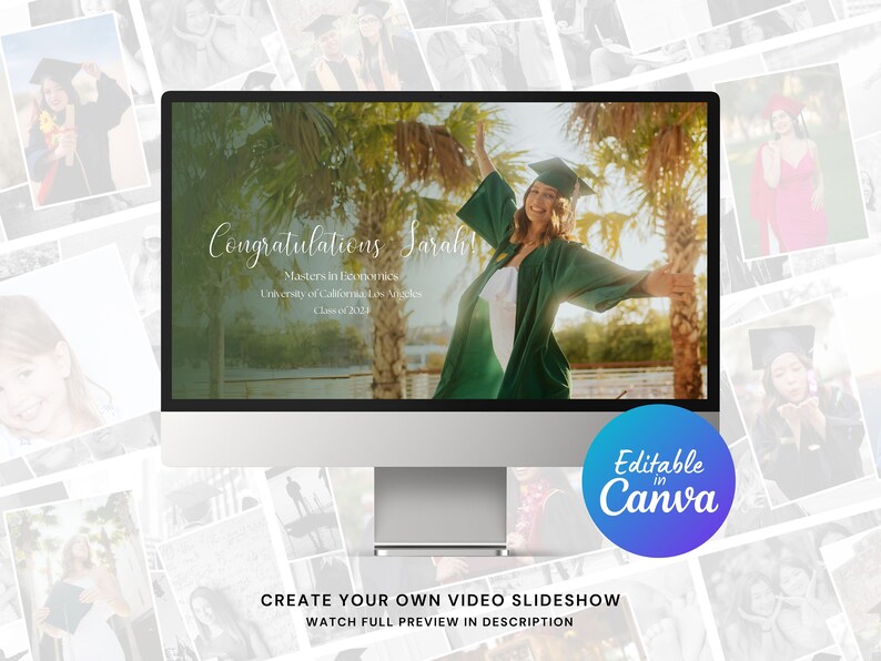 Graduation Slideshow Video Canva Template, Graduate 2024 Graduation Ceremony Slideshow Template ...