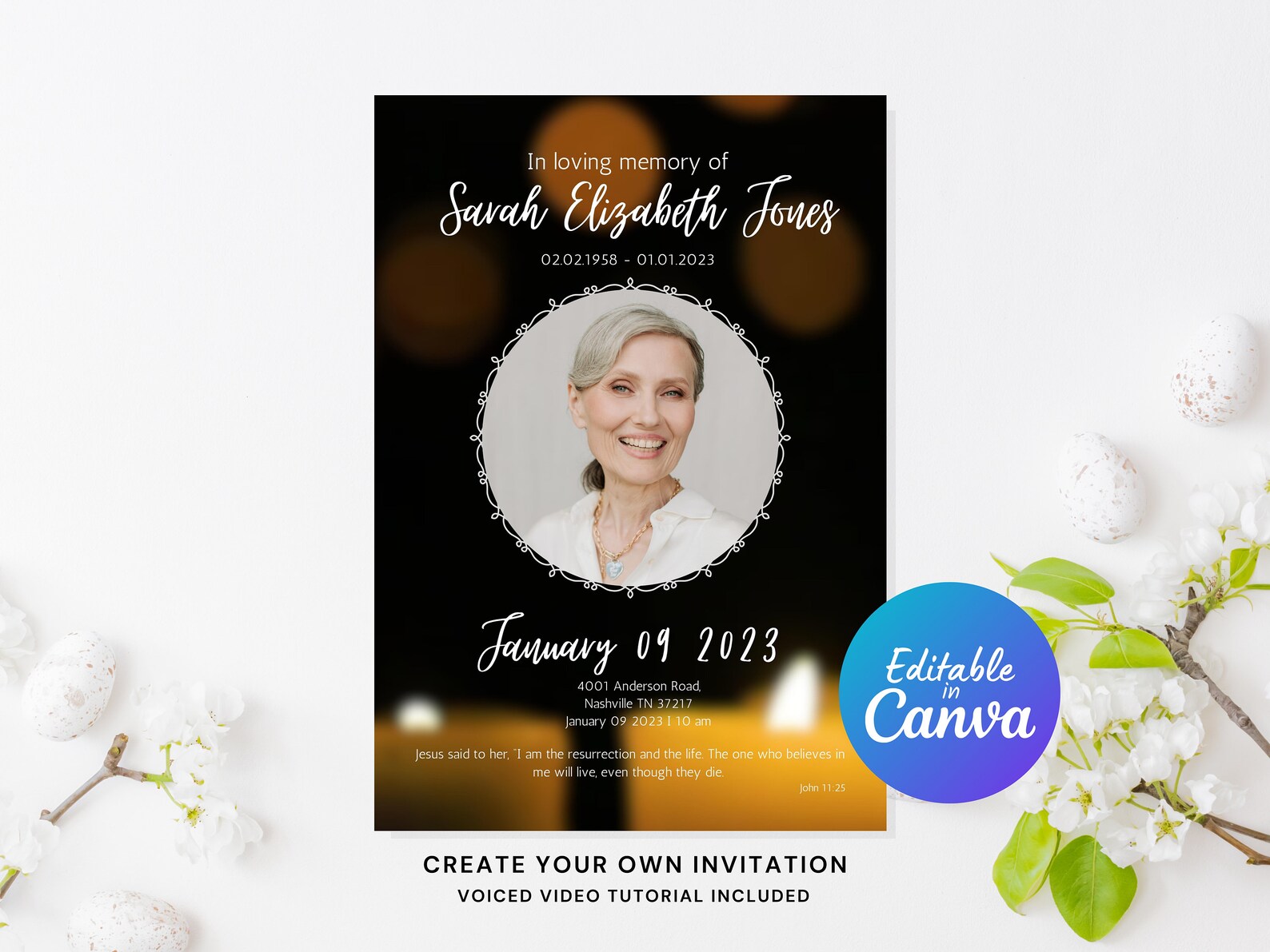 In Loving Memory Invitation Canva Template for Celebration of Life - Etsy