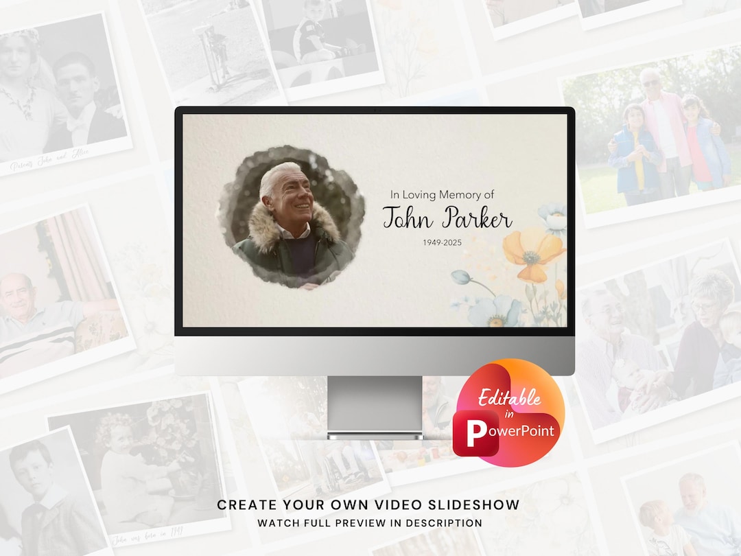 Funeral Photo Slideshow Powerpoint Template for Memorial Service in ...