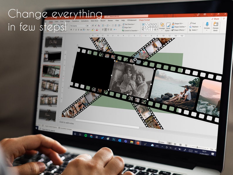 Photo Slideshow Powerpoint Template Film Roll for Birthday - Etsy