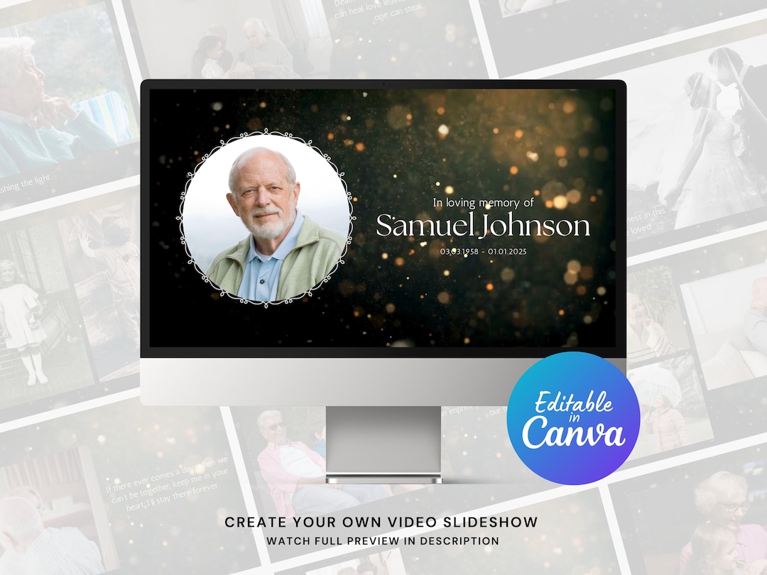 Celebration of Life Memorial Canva Video Slideshow Template in Loving ...