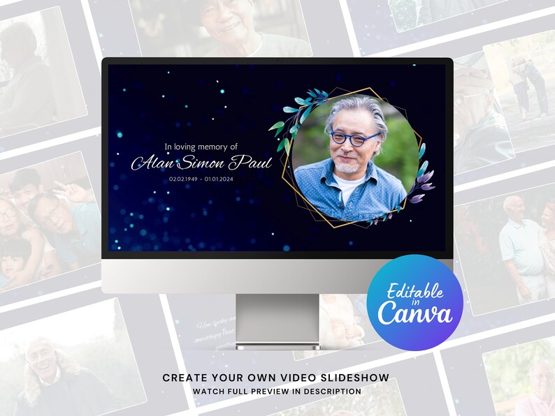 Elegant Funeral Slideshow Canva Template, in Loving Memory Slideshow ...