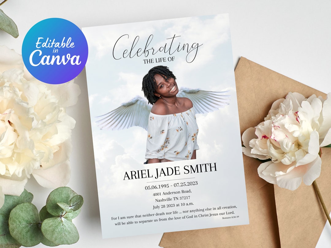 Cloudscape Memorial Invitation Canva Template for Celebration of Life ...