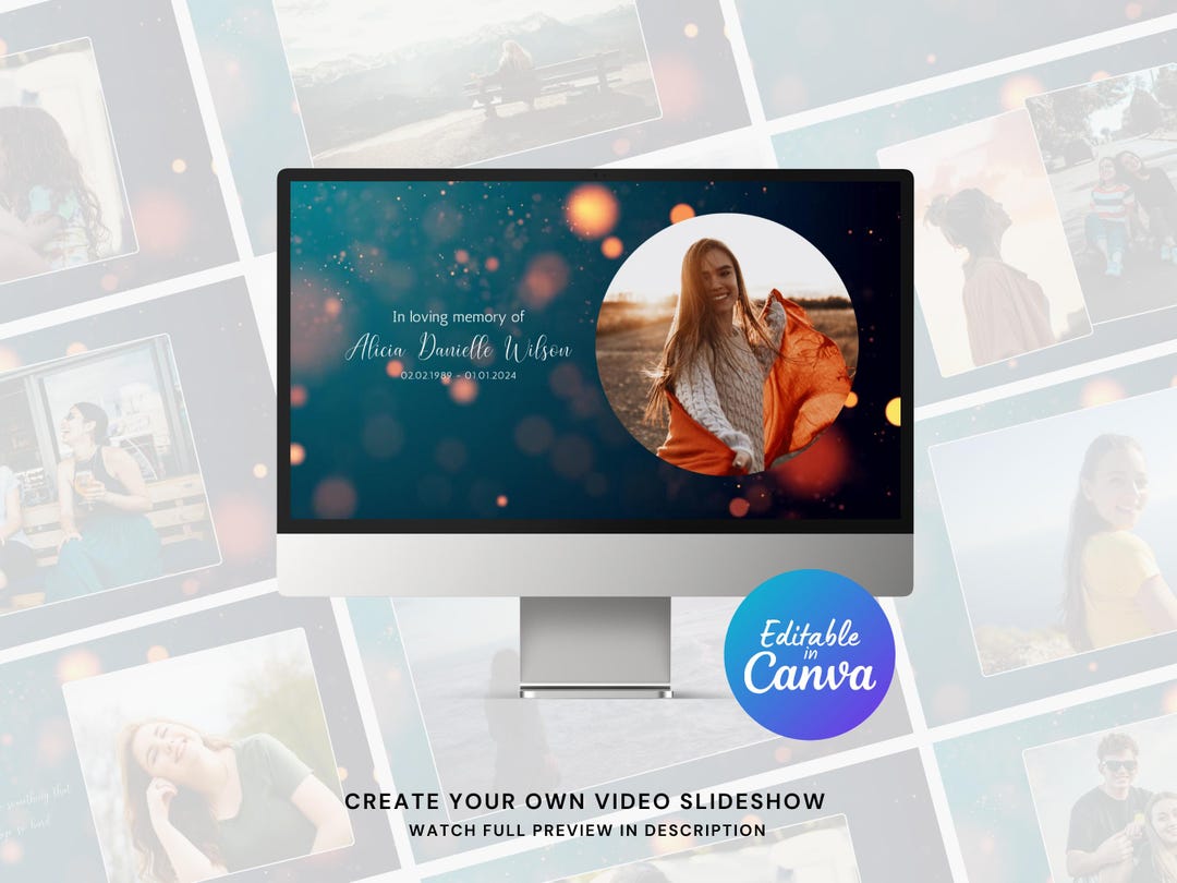 Funeral Canva Video Slideshow Template in Loving Memory for Funeral ...