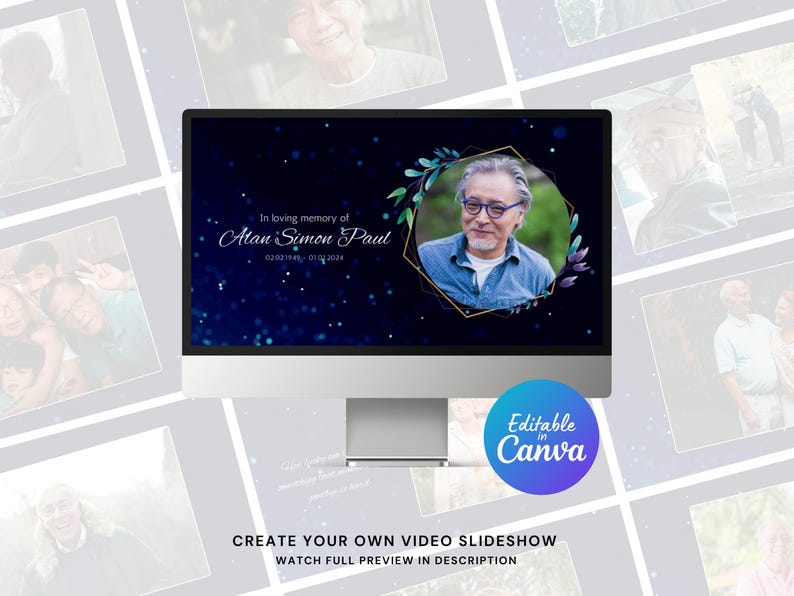 Elegant Funeral Slideshow Canva Template, in Loving Memory Slideshow ...