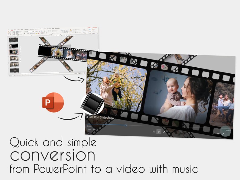 Photo Slideshow Powerpoint Template Film Roll for Birthday - Etsy