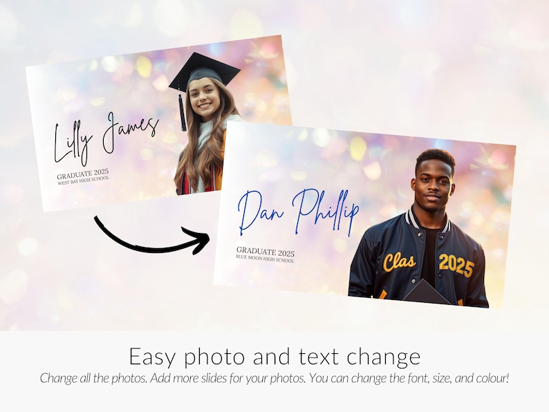 Graduation Party Photo Slideshow Template for Canva | Editable ...