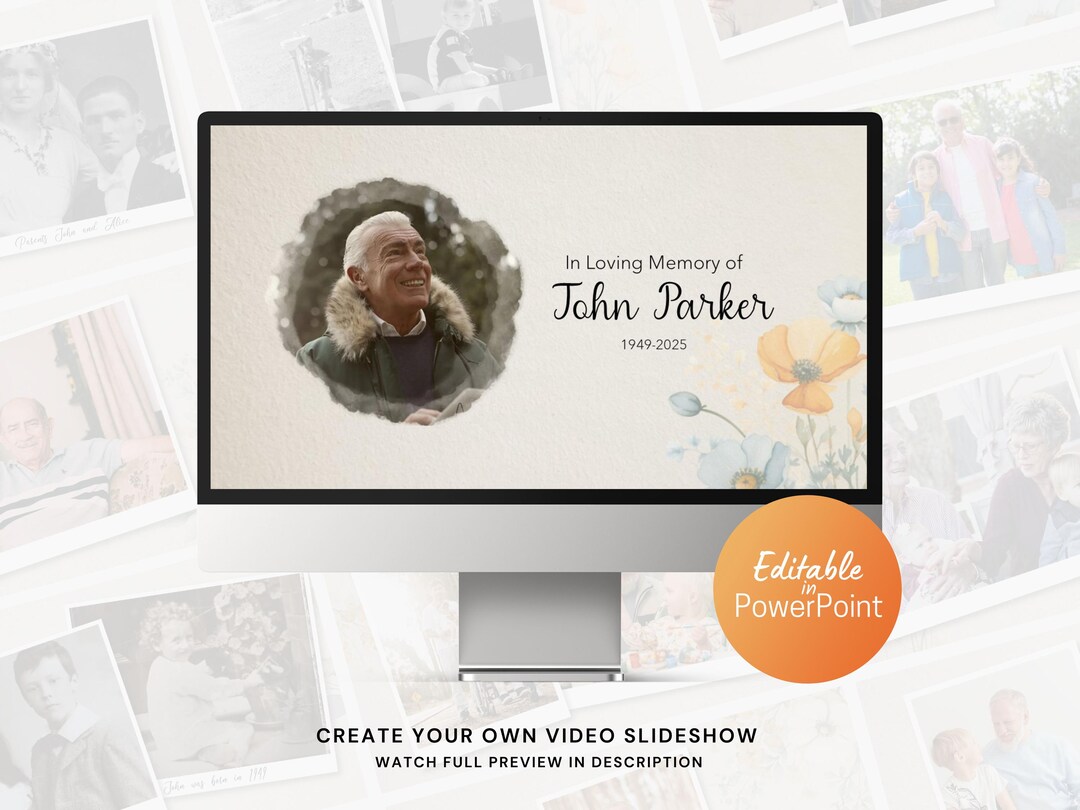 Funeral Photo Slideshow Powerpoint Template for Memorial Service in ...