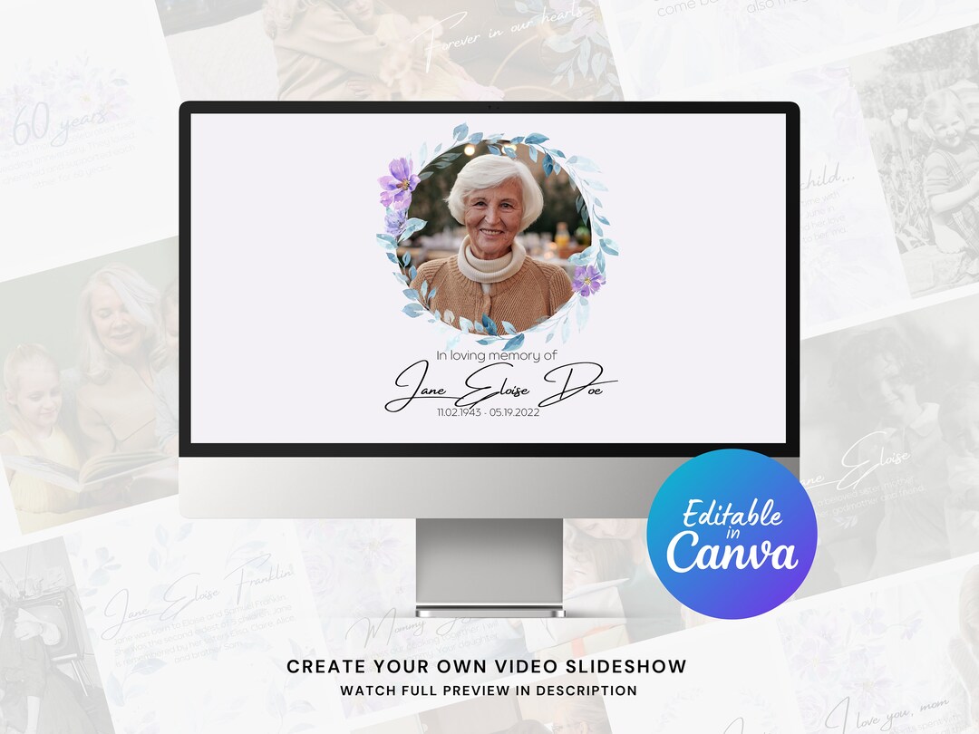 Celebration of Life Canva Template for Funeral, Memorial Slideshow - Etsy