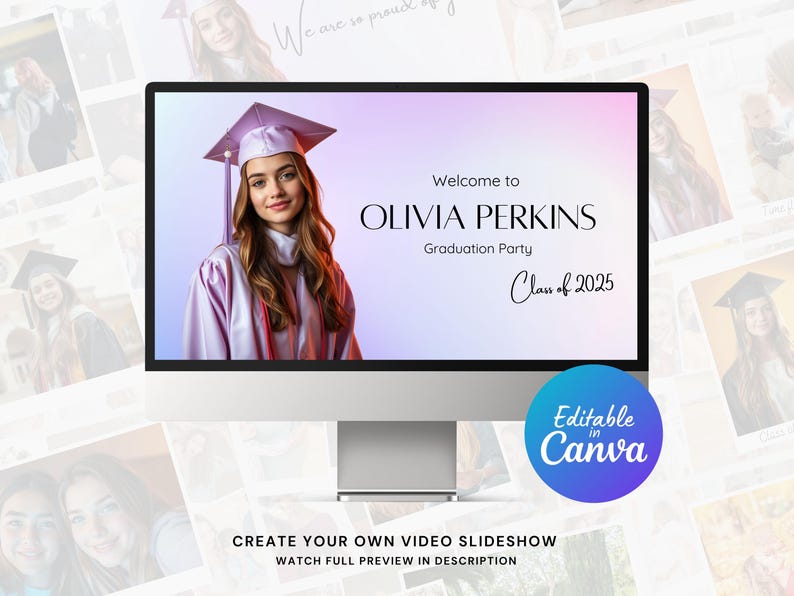Graduation Slideshow Video Template for Canva | Editable Graduation ...