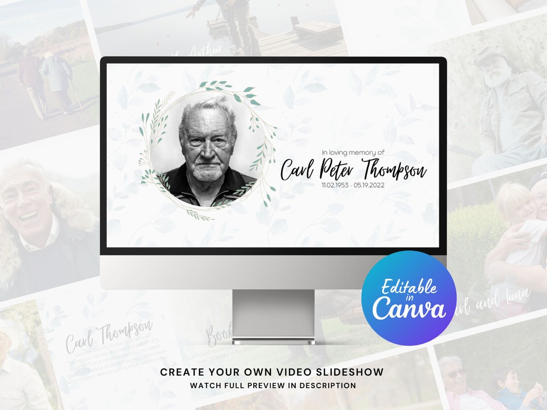 Memorial Slideshow Canva Template, Funeral Video Slideshow Canva ...