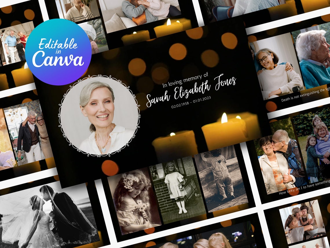 Funeral Canva Video Slideshow Template in Loving Memory for Funeral ...