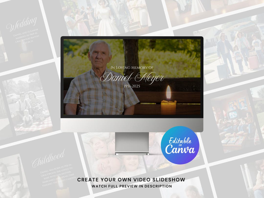 Memorial Service Canva Video Slideshow Template, in Loving Memory for ...