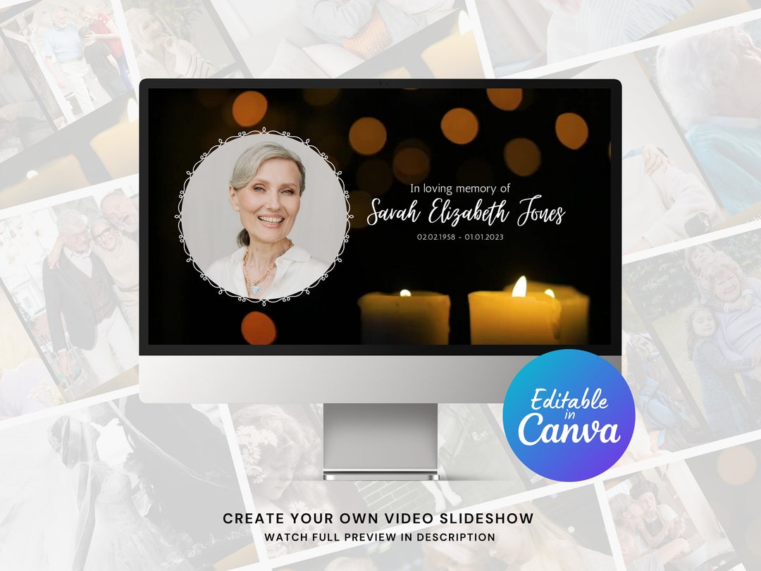 Funeral Canva Video Slideshow Template in Loving Memory for Funeral ...