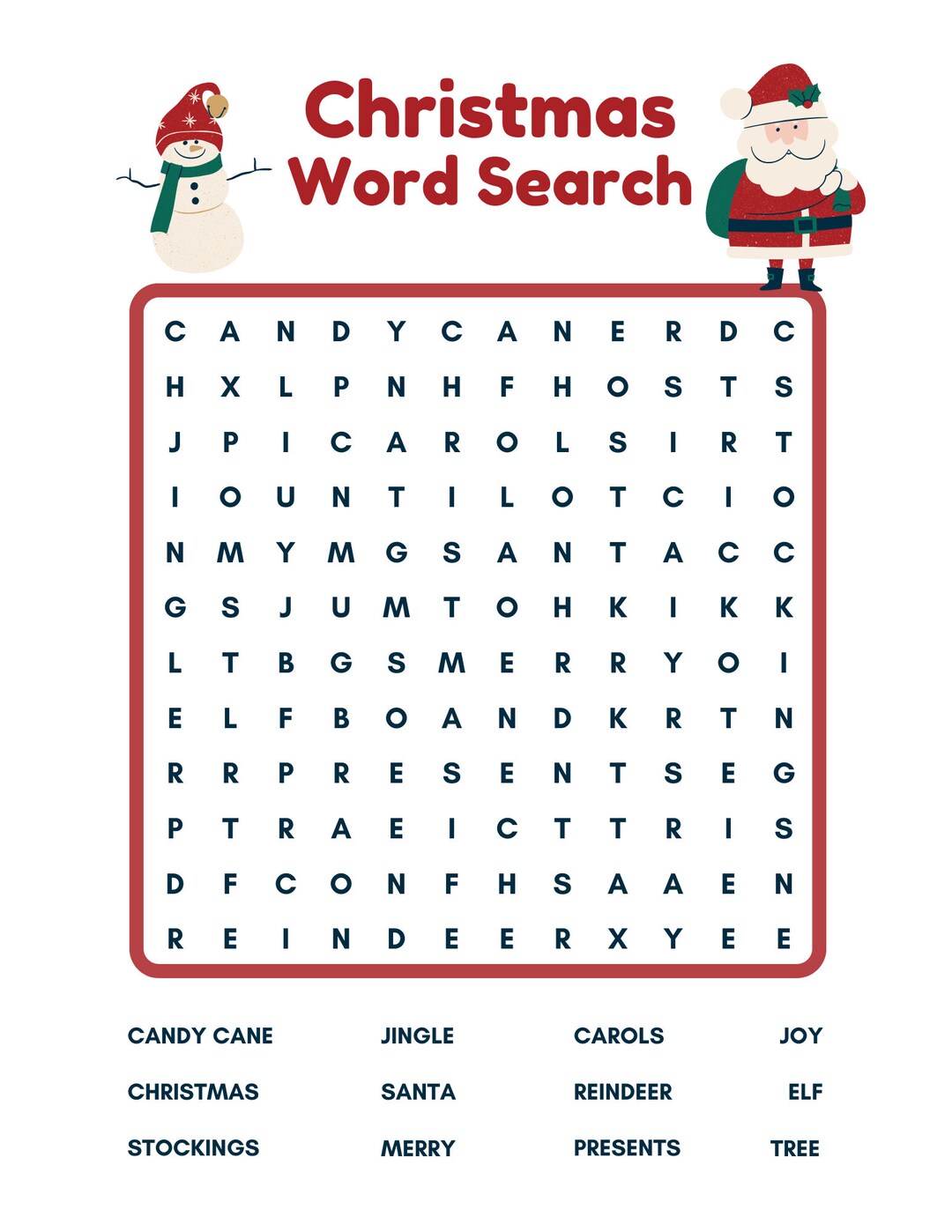 Christmas Word Search Game | Christmas Printable Games | Fun Christmas ...