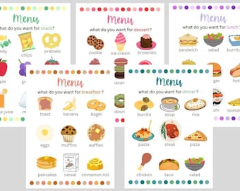 Printable Play Menus Set of 6, Kids Kitchen Decor, Restaurant Play ...