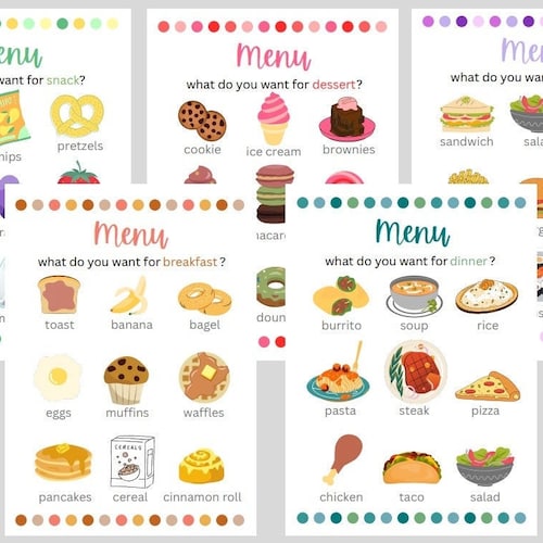 Kids Printable Play Menus Breakfast Menu Lunch Menu Dinner - Etsy UK