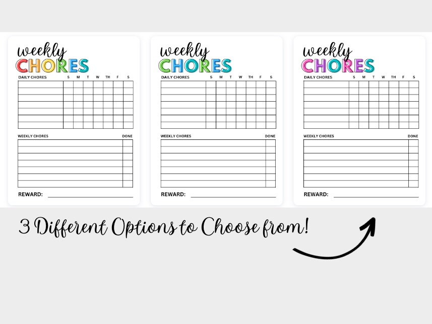 EDITABLE and PRINTABLE Weekly Chore Chart - Etsy