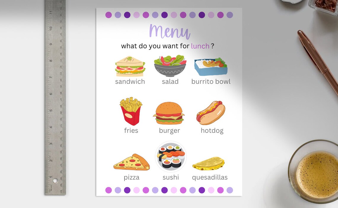 PRINTABLE Play Menus Breakfast Lunch Dinner Dessert - Etsy