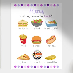 PRINTABLE Play Menus | Breakfast, Lunch, Dinner, Dessert, Snack Menus ...