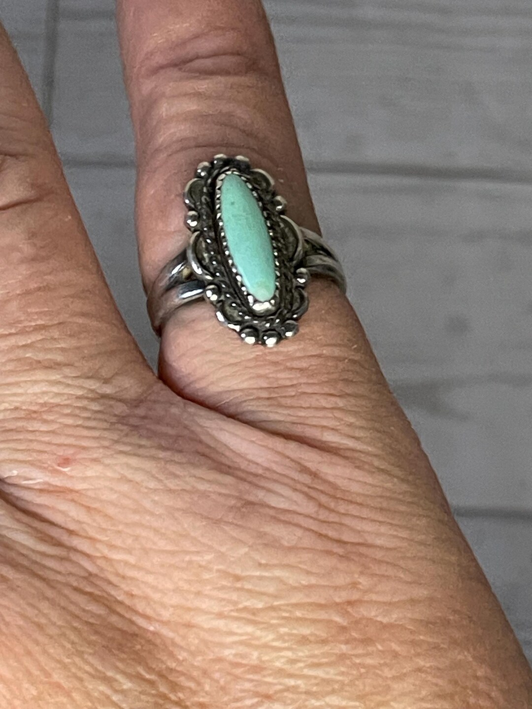 Vintage Southwest Sterling Silver Bell Trading Post Oval Turquoise Ring ...