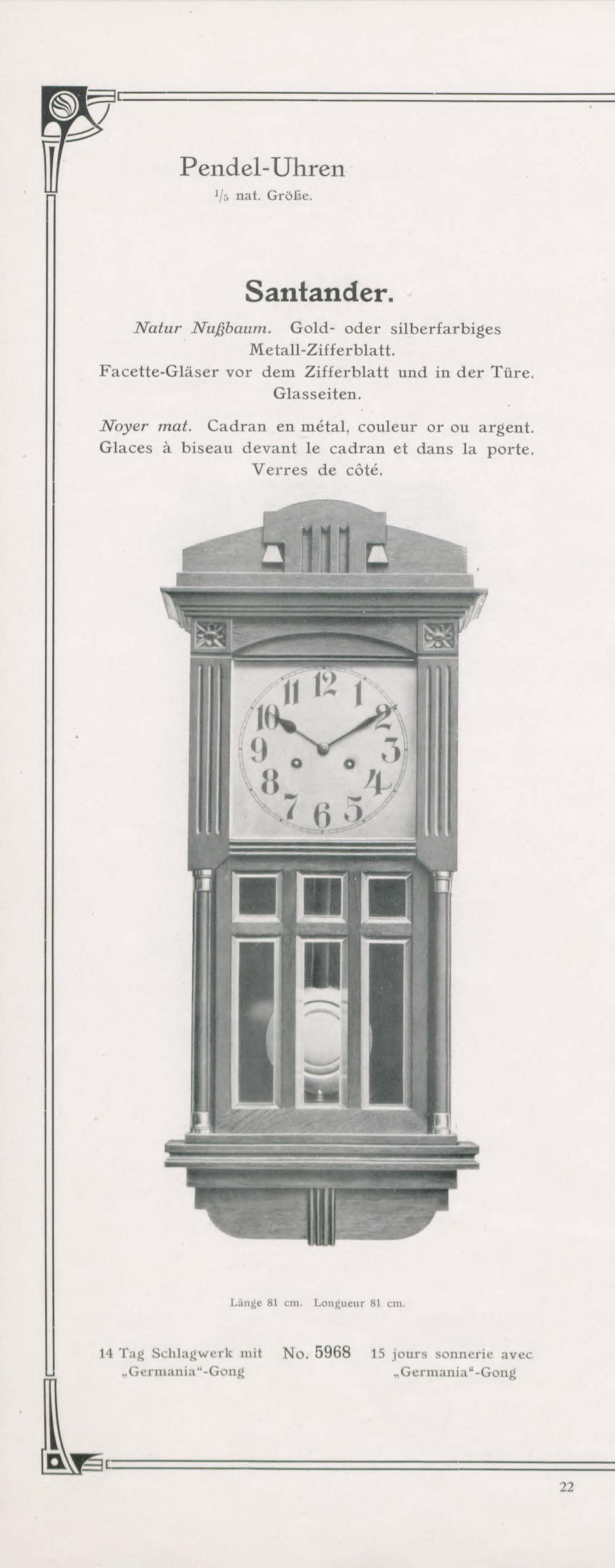 Junghans Santander Wall Clock (1907) Germania Gong - Etsy